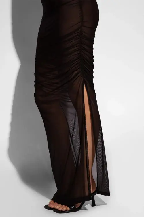 TA3 Ruched Sheer Maxi Skirt