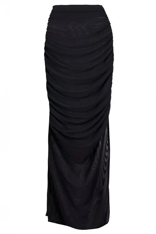 TA3 Ruched Sheer Maxi Skirt