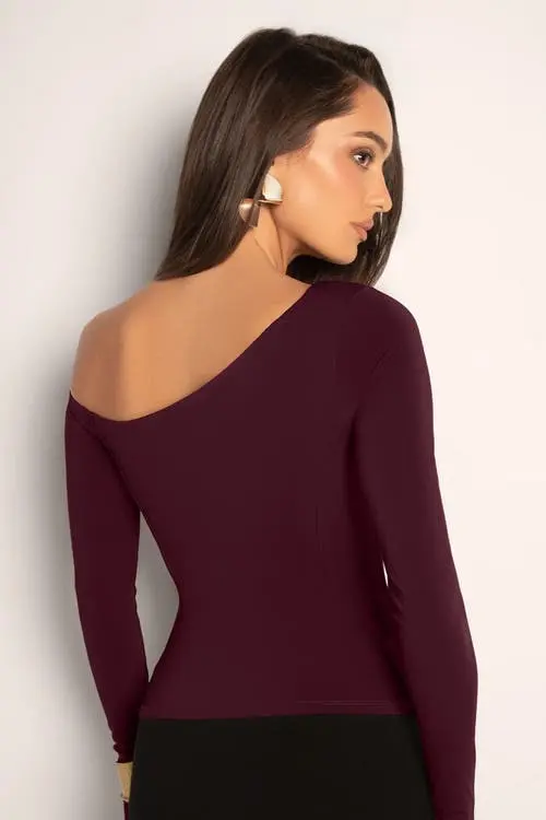TA3 Mega Sculpting One-shoulder Long Sleeve Top - Garnet