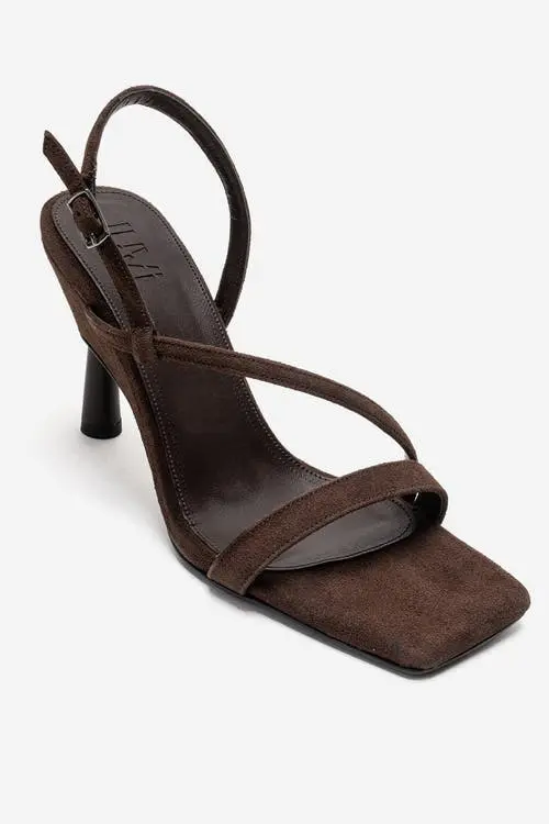 PROLOGUE SHOES Jolene Stiletto Sandal - Brown Suede