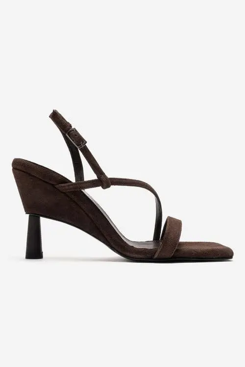 PROLOGUE SHOES Jolene Stiletto Sandal - Brown Suede
