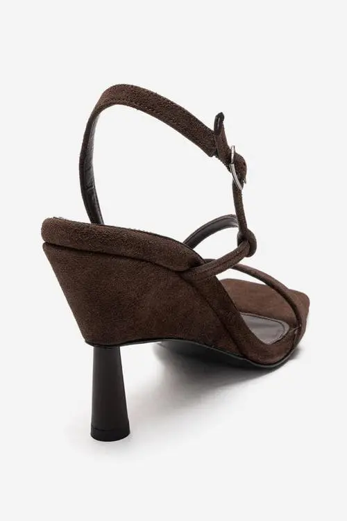 PROLOGUE SHOES Jolene Stiletto Sandal - Brown Suede