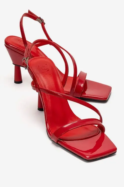 PROLOGUE SHOES Jolene Stiletto Sandal - Red Patent