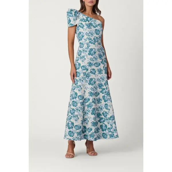 Shoshanna Midnight Floral Jacquard Lolla Dress - Blue/ivory