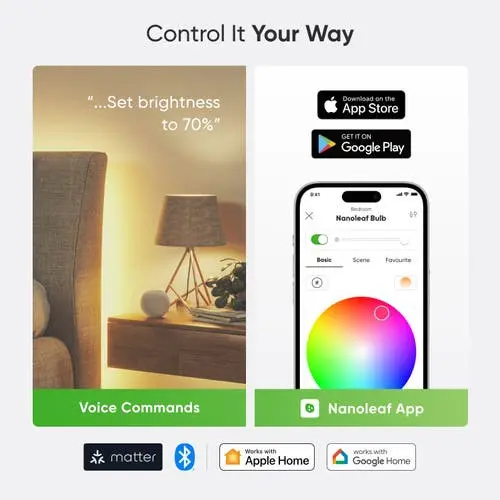 NANOLEAF Caveman Matter & Wi-fi A19 Smart Led Light Bulb