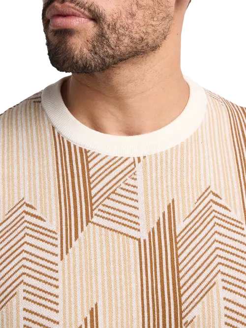 PAUL FREDRICK Cotton Crewneck Short Sleeve Sweater - Ivory