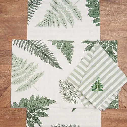 C&F HOME Botanical Forest Hemstitch Set Of 6 Cloth Napkins