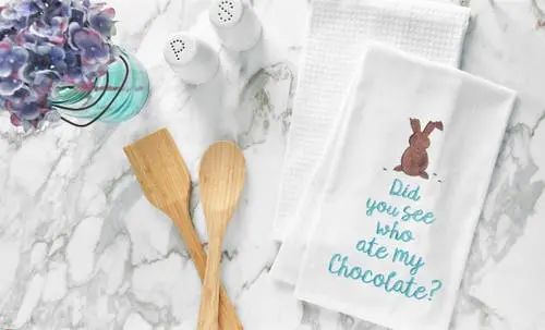 C&F HOME Ate My Chocolate Embroidered Cotton Flour Sack Kitchen Towel