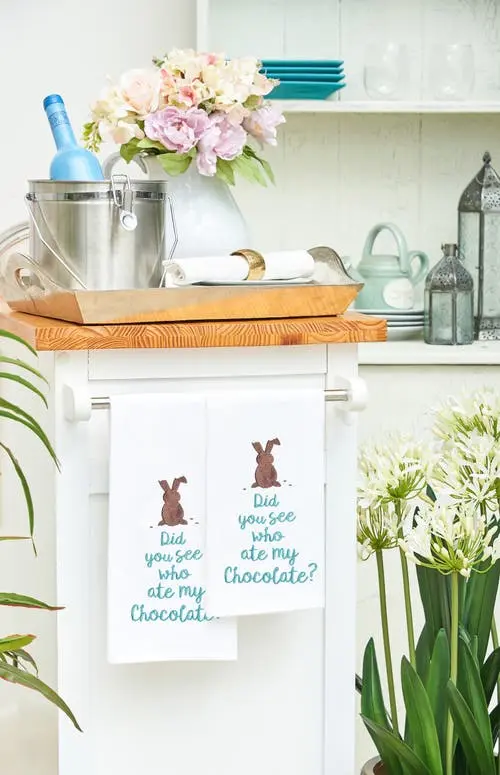 C&F HOME Ate My Chocolate Embroidered Cotton Flour Sack Kitchen Towel