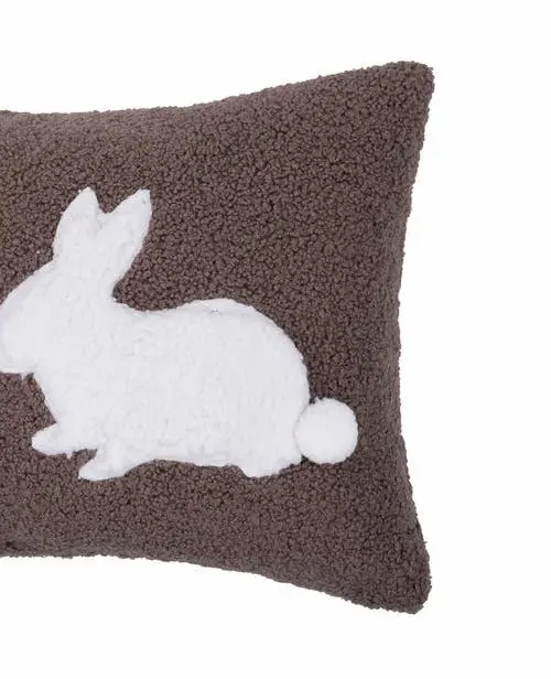 C&F HOME Easter Bunny Rabbit Duo Silhouettes Hooked Mini Lumbar Accent Pillow 12" X 20"