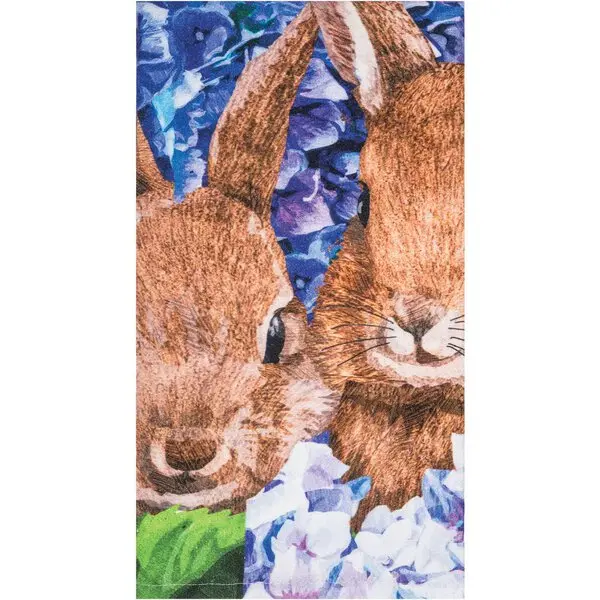 C&F HOME Bunnies In Hydrangeas Towel - Blue