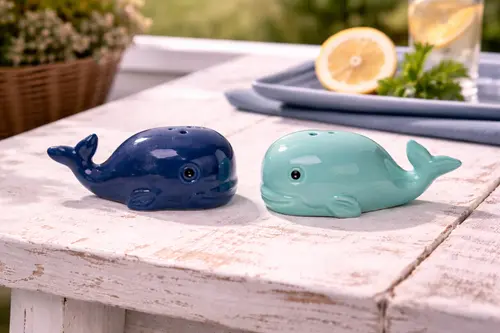 BEACHCOMBERS Whales 2-piece Ceramic Salt & Pepper Shaker Set