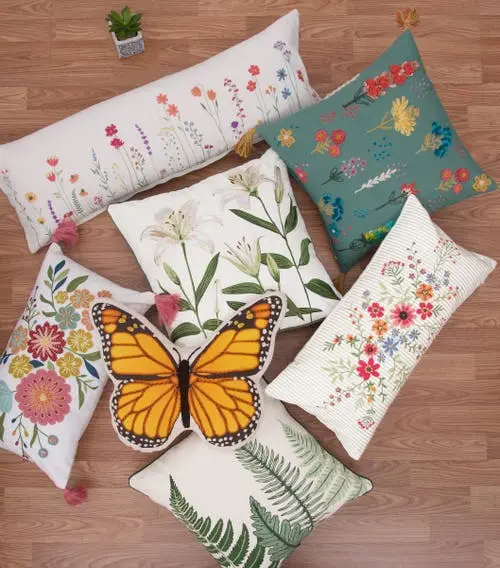 C&F HOME Botanical Forest Reversible Striped Graphic Print Woven Throw Pillow