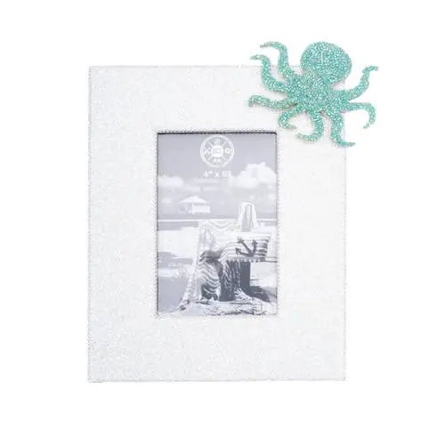 BEACHCOMBERS Octopus Photo Frame 9.5 X 7.5 X 0.5 Inches - White