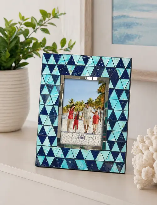 BEACHCOMBERS Mosaic Geometric Tile 4x6 Wooden Photo Picture Frame
