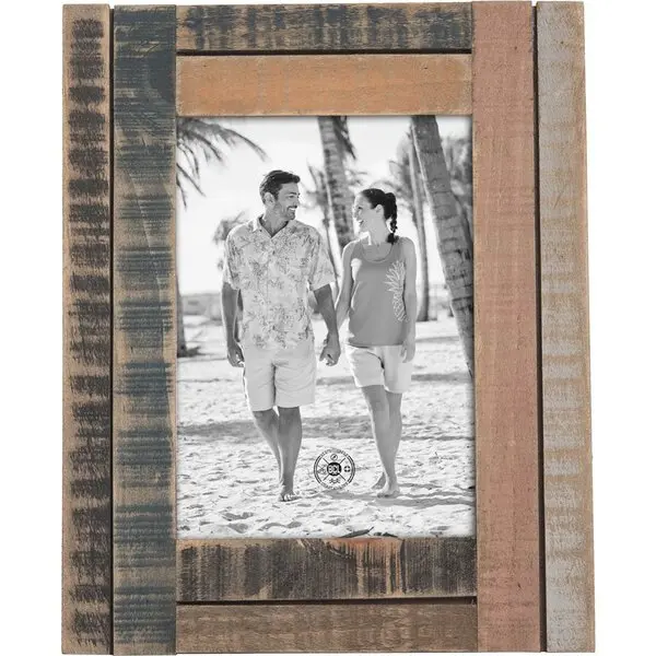 BEACHCOMBERS 5x7 Wood Seaside Village Photo Frame Picture Holder - Brown