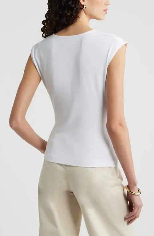Nordstrom Pleated Faux Wrap Top - White