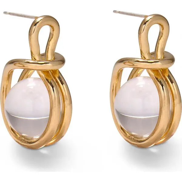 Lady Grey Sling Quartz Drop Earrings - Gold