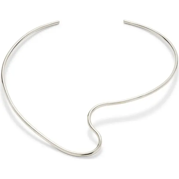 Lady Grey Cursive Collar Necklace - Silver