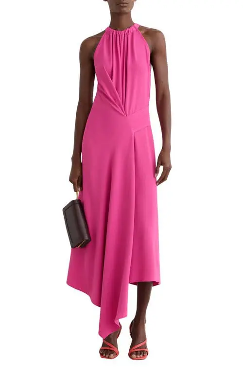 REISS Maeve Sleeveless Asymmetric Midi Dress - Raspberry Pink