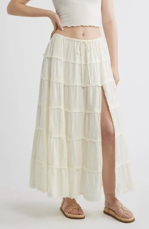 BDG URBAN OUTFITTERS Nova Tiered Gauze Midi Skirt - White