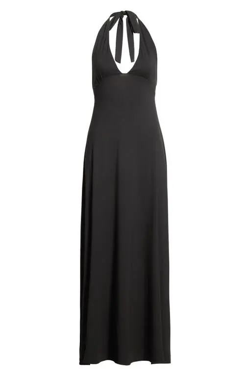 PACSUN Alexa Plunge Halter Neck Midi Dress - Black