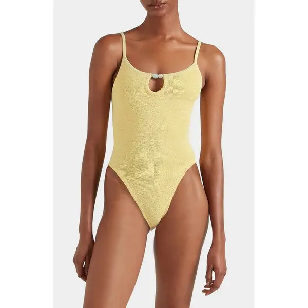 Hunza G Mia Beaded One-piece Swimsuit - Butter