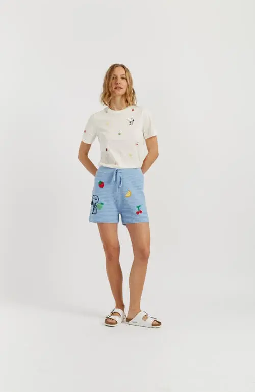 Chinti & Parker Cotton Crochet Snoopy Shorts - Light Blue