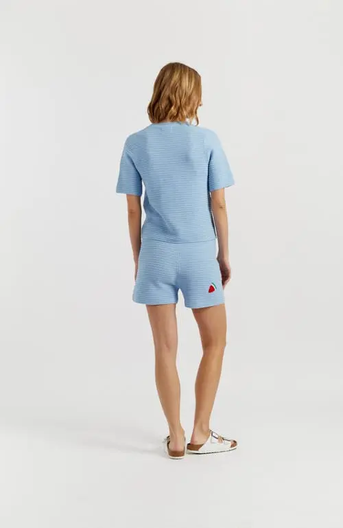 Chinti & Parker Cotton Crochet Snoopy Shorts - Light Blue