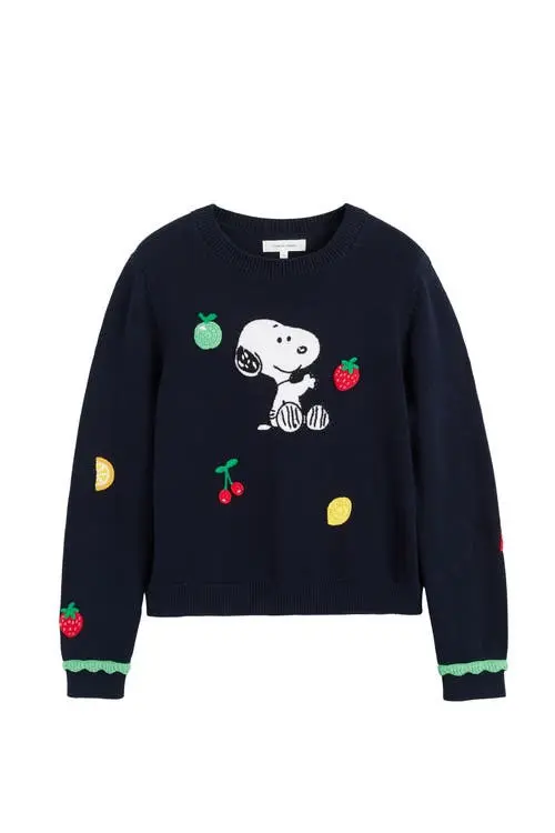 Chinti & Parker Snoopy Intarsia Cotton Sweater - Blue