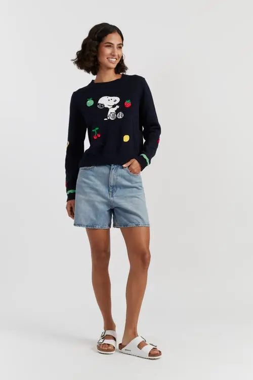 Chinti & Parker Snoopy Intarsia Cotton Sweater - Blue