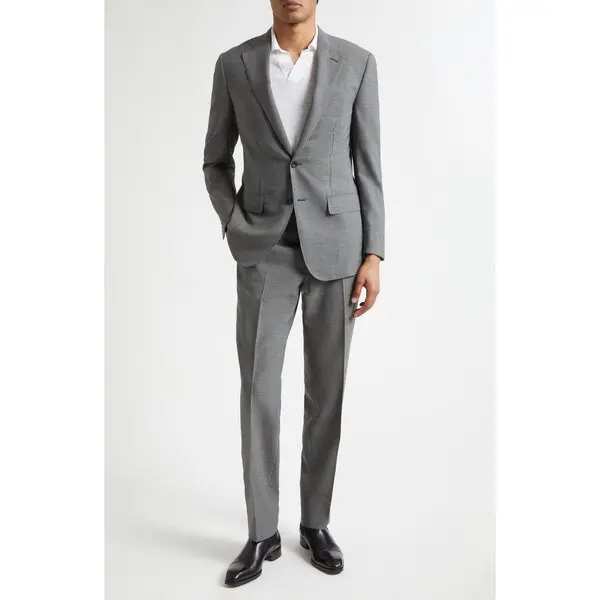 Thom Sweeney Fresco Tailored Wool Suit - Grey