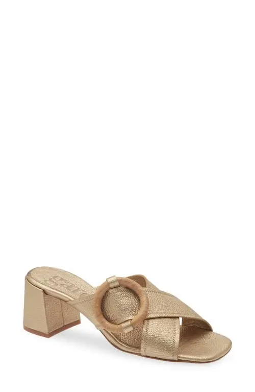 PEDRO GARCIA Uxia Leather Slide Sandal - Nugget Petitgrain-oak
