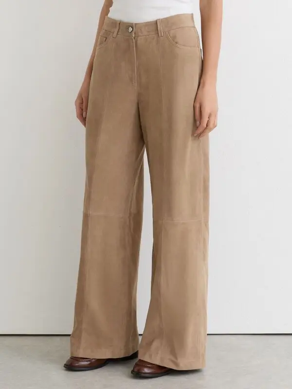 REISS Keria Suede Wide-leg Trousers