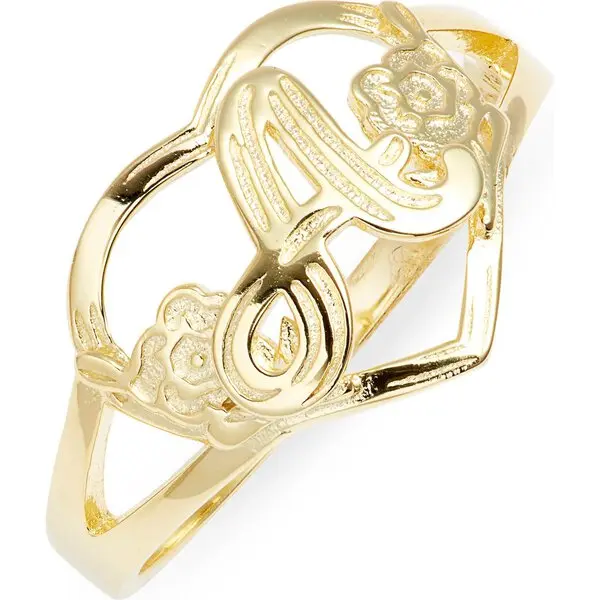 THE M JEWELERS Cutout Flower Heart Letter Ring - Gold