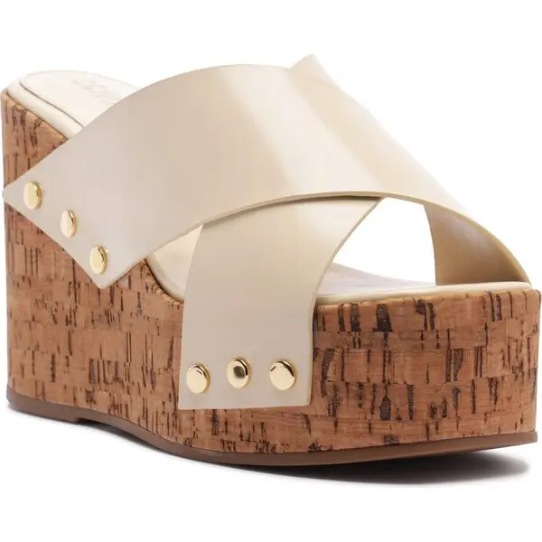 Schutz Serena Platform Wedge Sandal - Egg Shell