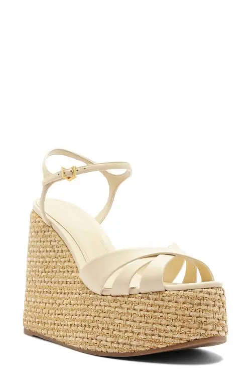 Schutz Keefa Platform Wedge Ankle Strap Sandal - Egg Shell