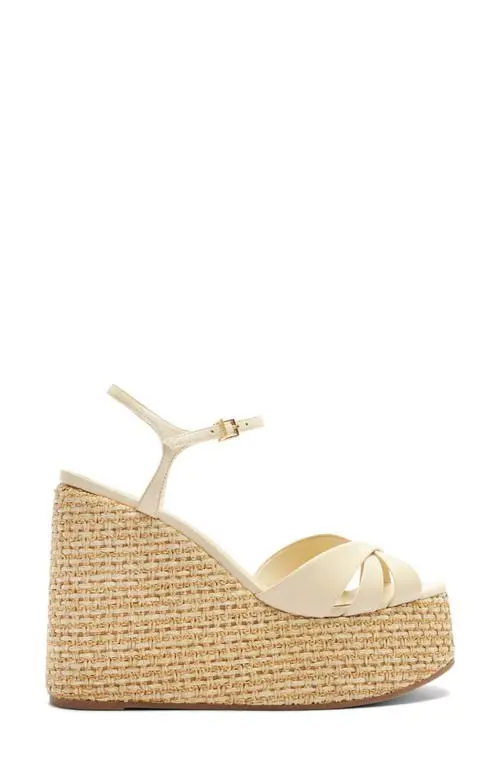 Schutz Keefa Platform Wedge Ankle Strap Sandal - Egg Shell