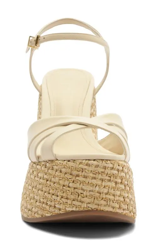 Schutz Keefa Platform Wedge Ankle Strap Sandal - Egg Shell