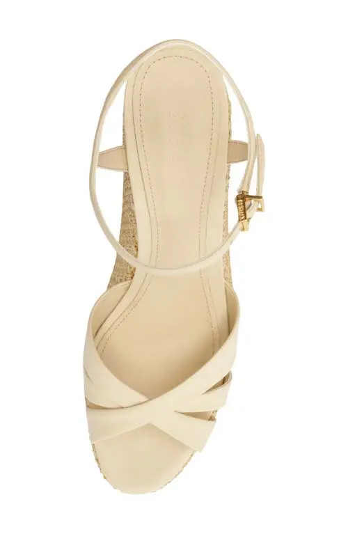Schutz Keefa Platform Wedge Ankle Strap Sandal - Egg Shell