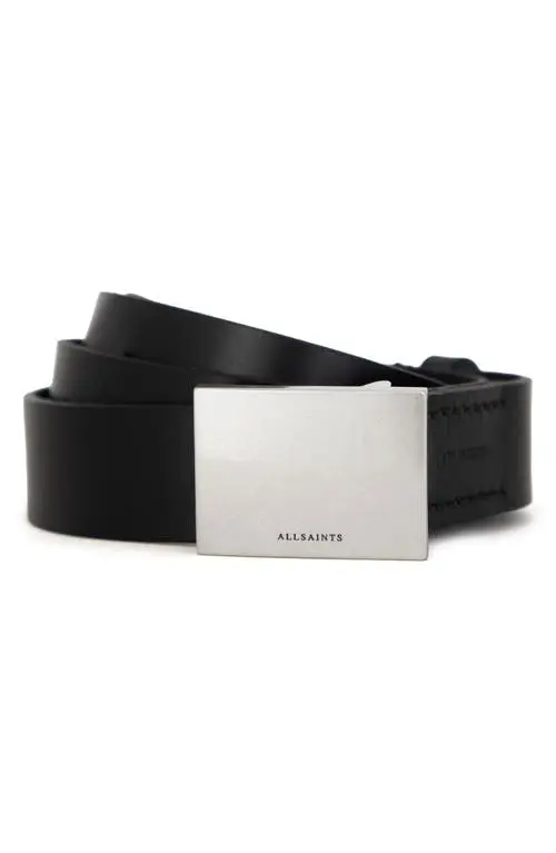 ALLSAINTS Lucas Plate Buckle Leather Belt - Black