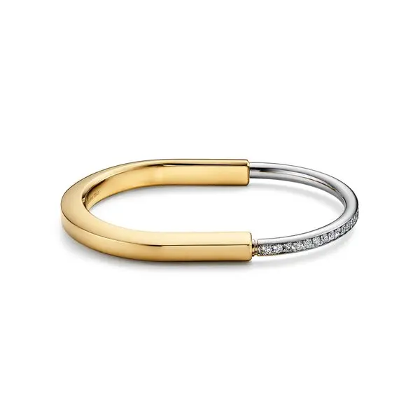 Tiffany & Co. Bangle In Yellow And White With Half Pavé Diamonds - Gold