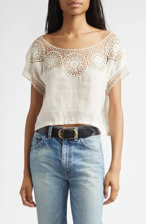 NILI LOTAN Caila Crochet Crop Top - Ivory