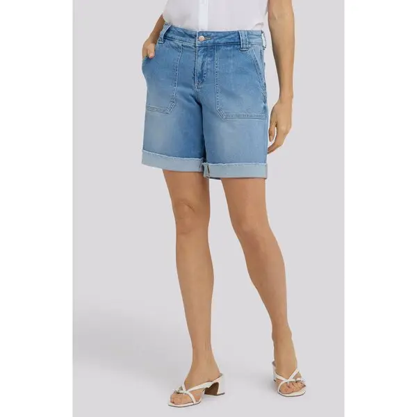 NYDJ Relaxed Fit Cuffed Denim Shorts - Distressed Vista Lakes