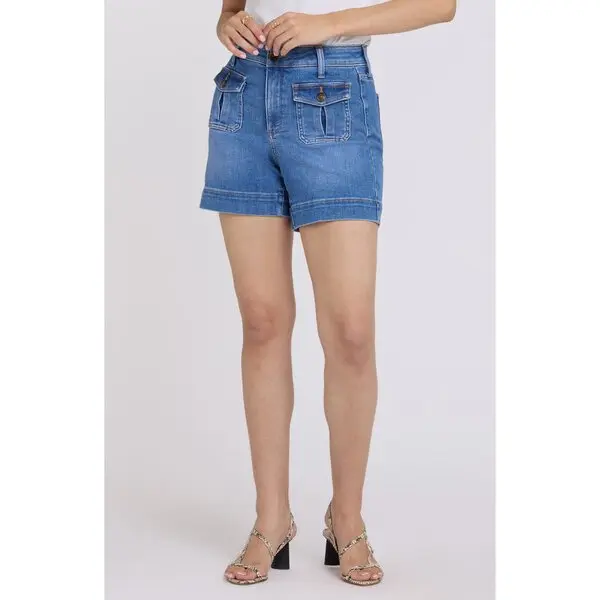 NYDJ Berkyn Patch Pocket High Waist Denim Shorts - Blue Paradise