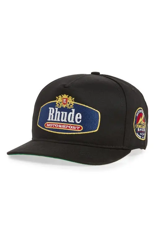 Rhude Racing Crest Embroidered Twill Baseball Cap - Black/navy