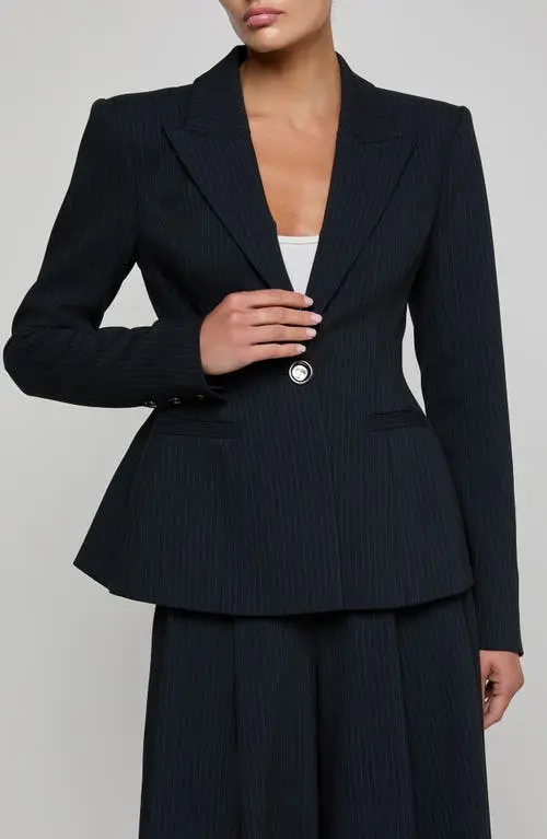 L'Agence Therese Cinch Waist Blazer - Midnight/ivory Pinstripe