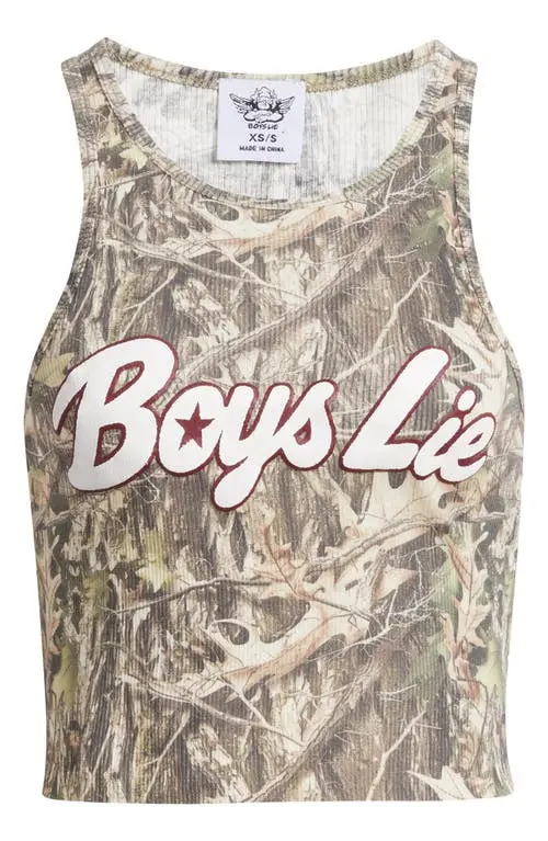 BOYS LIE Graphic Crop Camo Tank