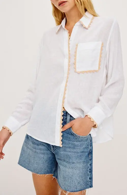 Rails Saya Crochet Trim Button-up Shirt - White