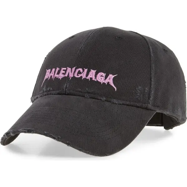Balenciaga Logo Embroidered Baseball Cap - 1000 Black